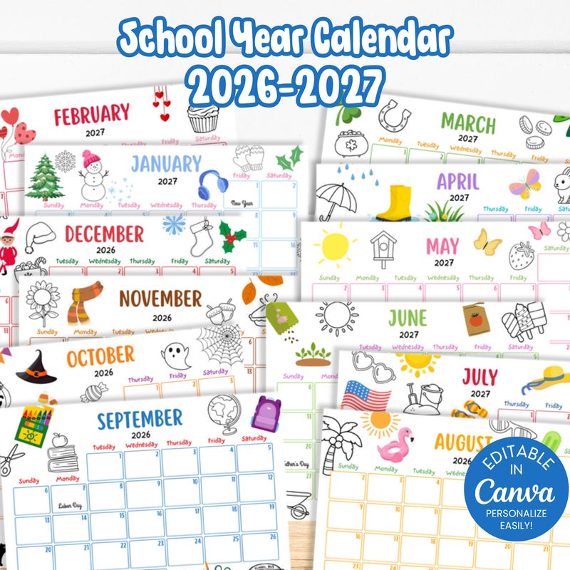 Coloring Calendar 2027 - Etsy