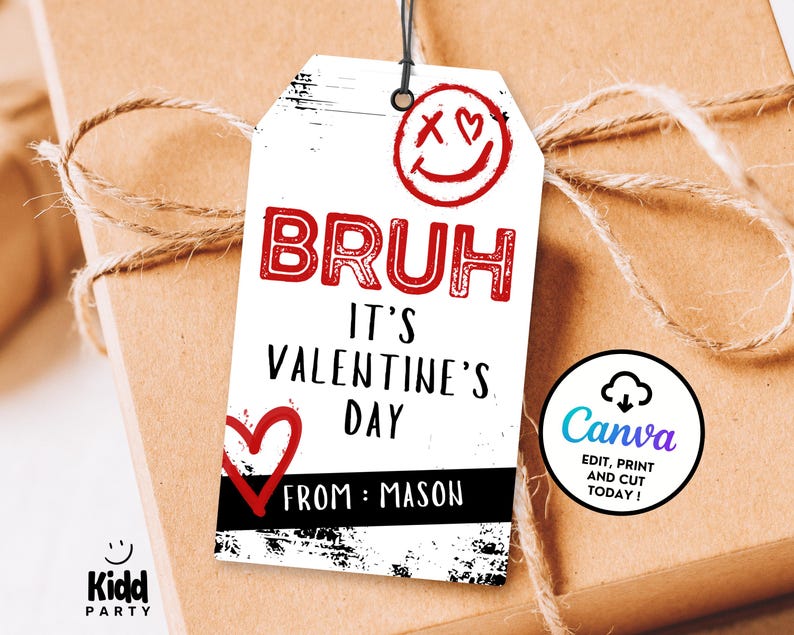 Editable Bruh Valentine Tag Template, Kids Valentines Day Label, Bruh ...