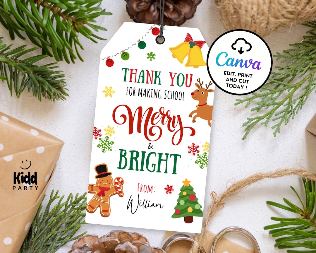 Christmas Teacher Gift Tags Holiday Teacher Appreciation Tag Thank You ...