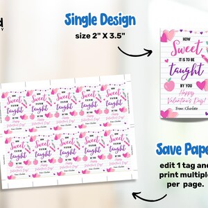 Valentines Day Teacher Gift Tags, Teacher Appreciation Tag, How Sweet ...