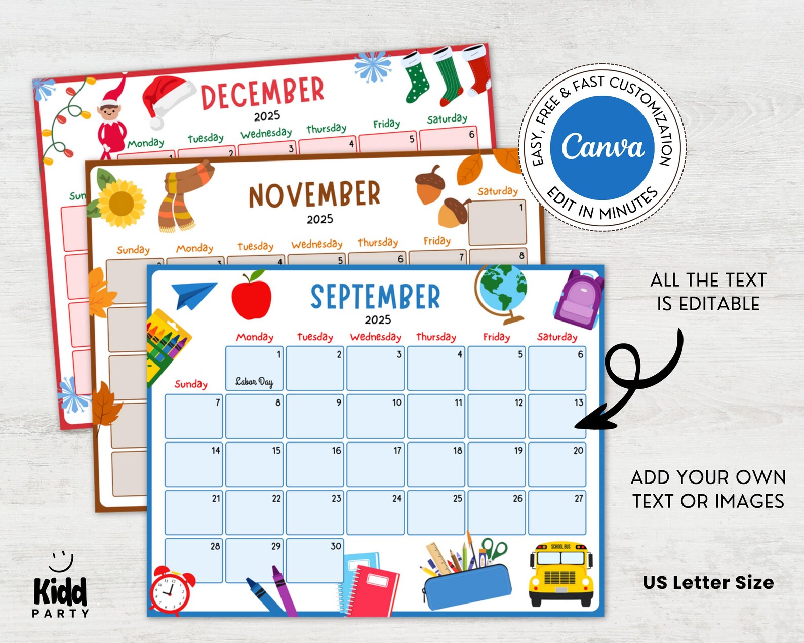 School Year Calendar, Printable Monthly School Calendar, Academic ...