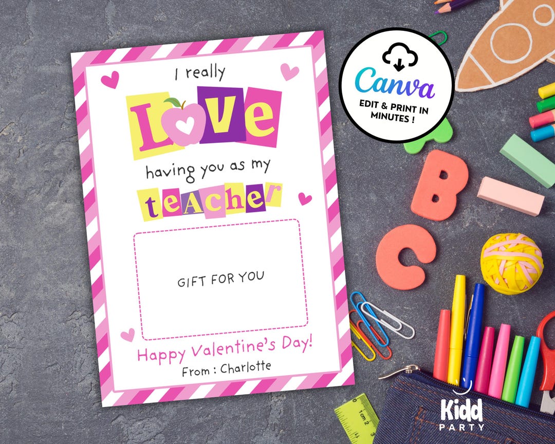 Editable Teacher Valentine Gift Card Holder, Printable Appreciation ...