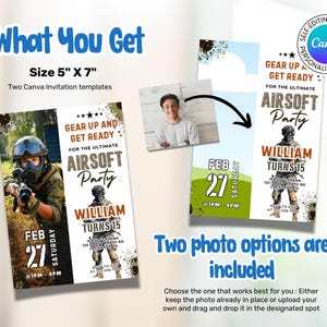 Editable Airsoft Party Invitation With Photo, Camo Military Flyer ...