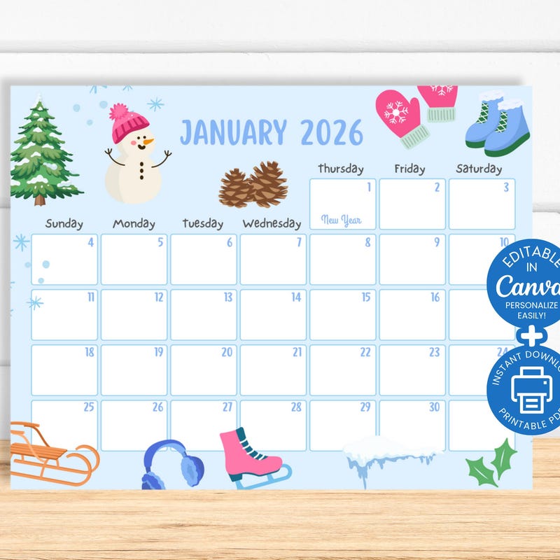 Calender for January 2026 - Etsy
