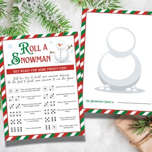 Christmas Roll A Snowman Game, Printable Christmas Party, Family ...