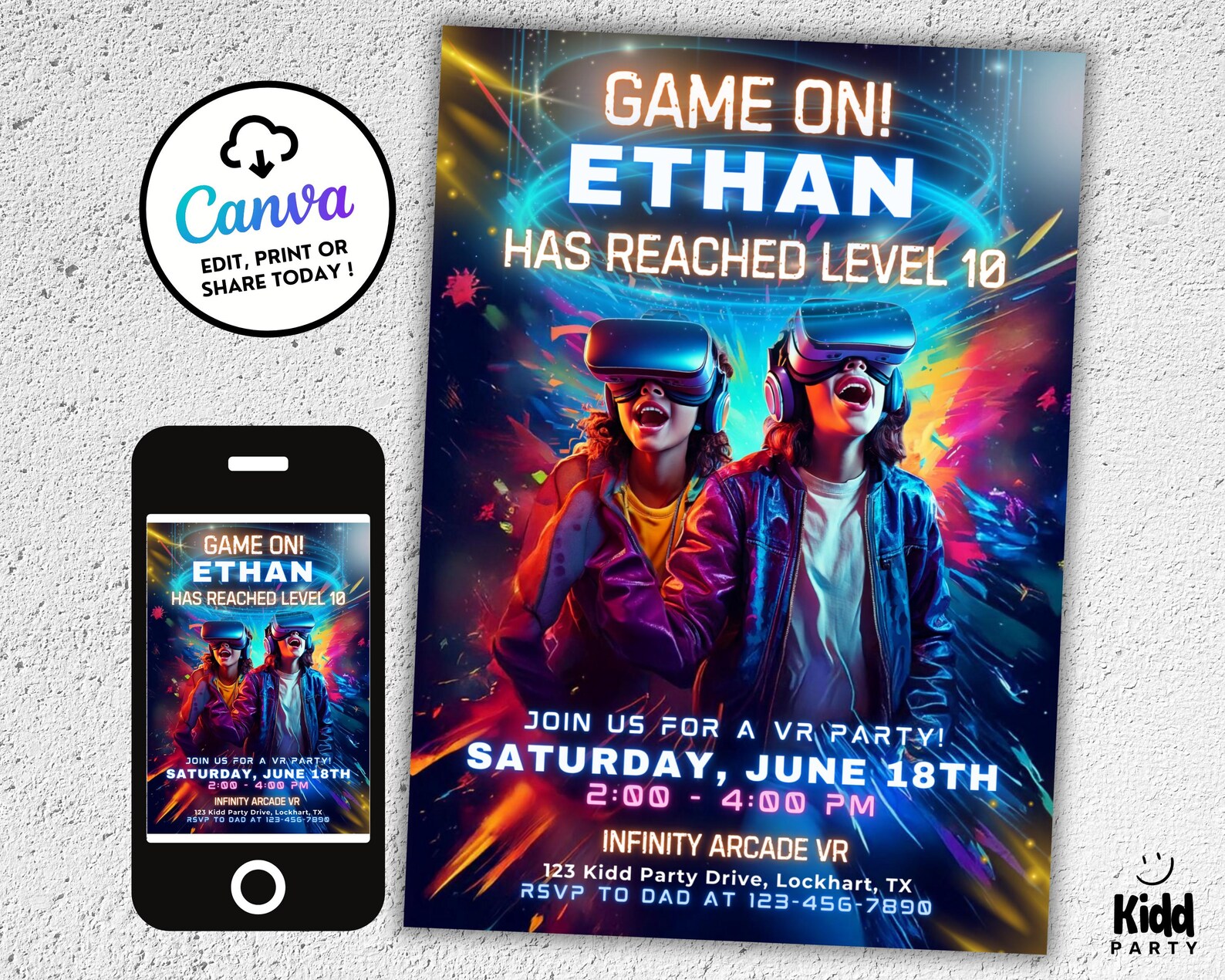 Editable VR Birthday Invitation, Kids VR Invitation, Virtual Reality ...