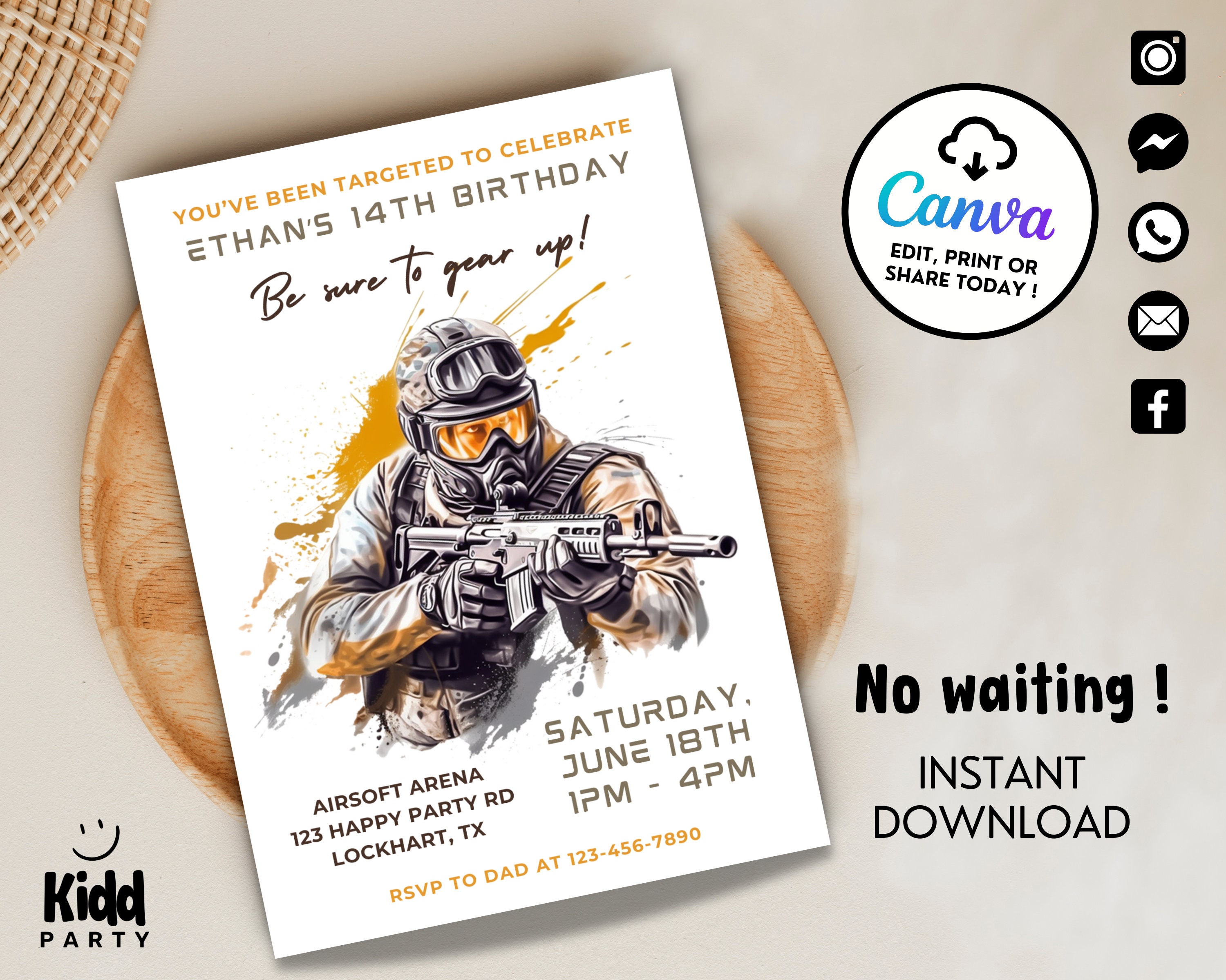 Editable Airsoft Party Invitation Military Flyer Airsoft Game Ammo and ...