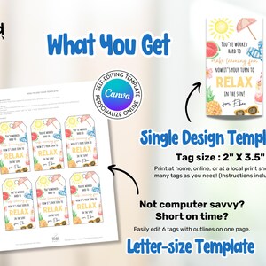 Summer Teacher Appreciation Gift Tag Editable Relax in the Sun Thank ...