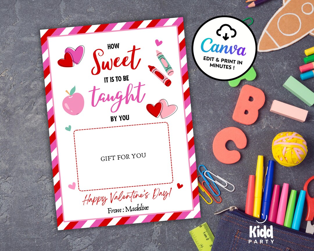 Valentine Gift Card Holder for Teacher, How Sweet It is to Be Taught by ...