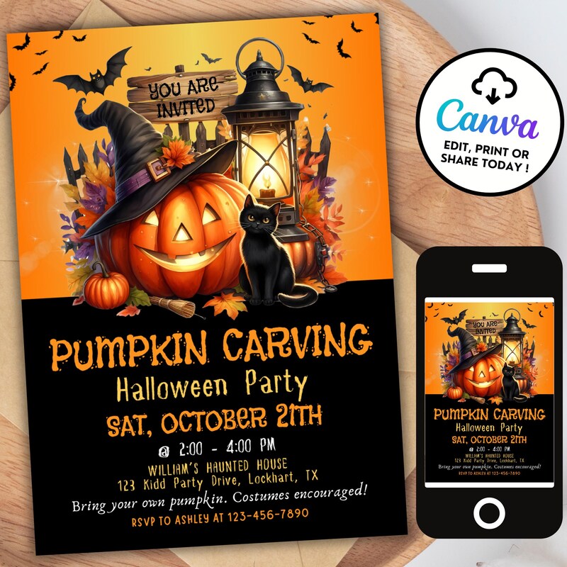 Editable Pumpkin Carving Contest Flyer - Etsy