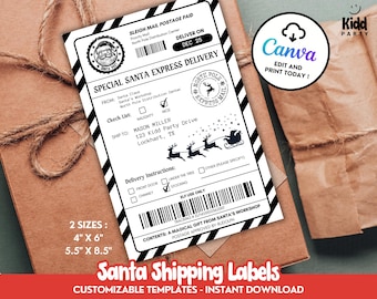 EDITABLE | PRINTABLE North Pole Shipping Label - Etsy