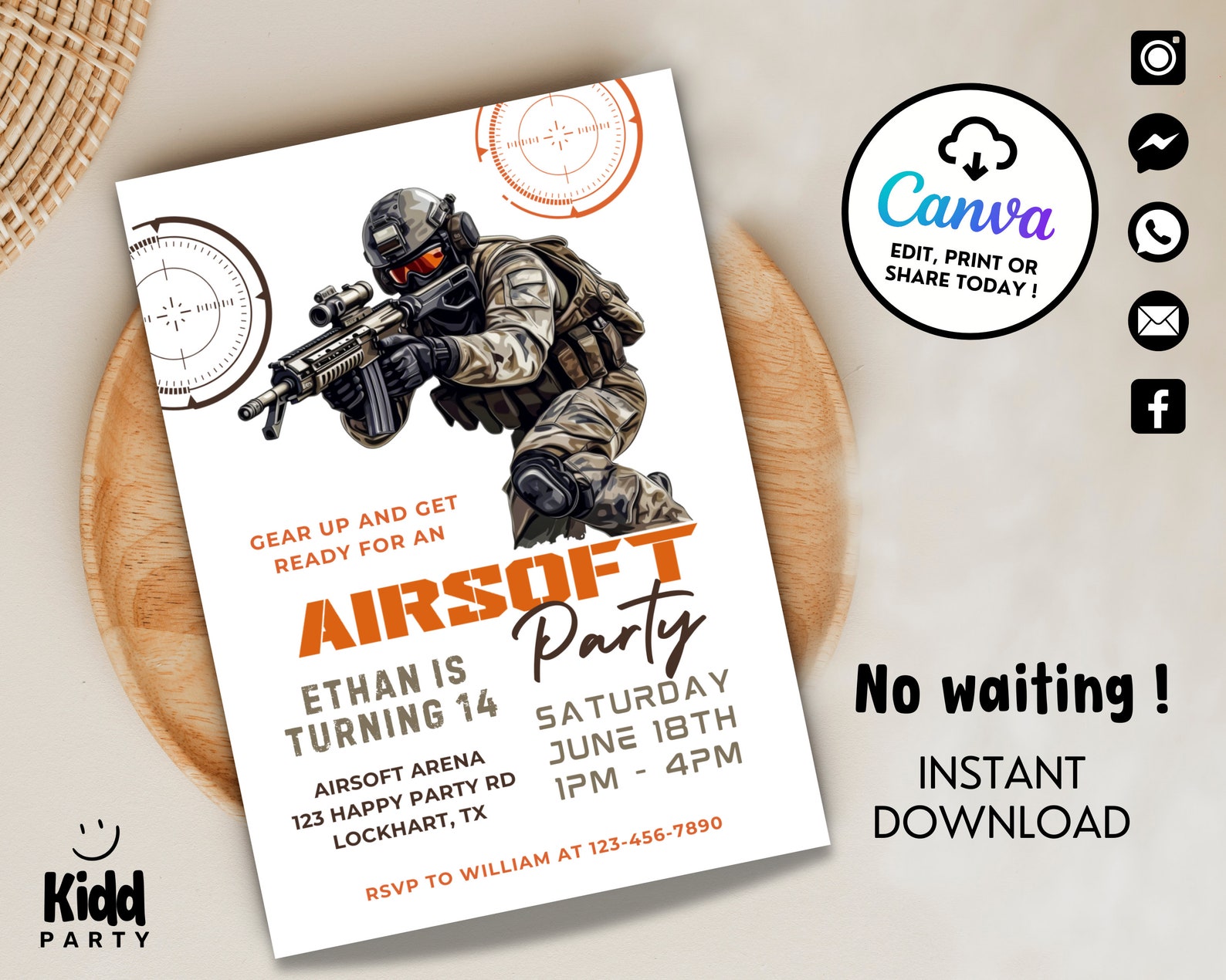 Editable Airsoft Party Invitation, Camo Military Flyer, Airsoft Game ...