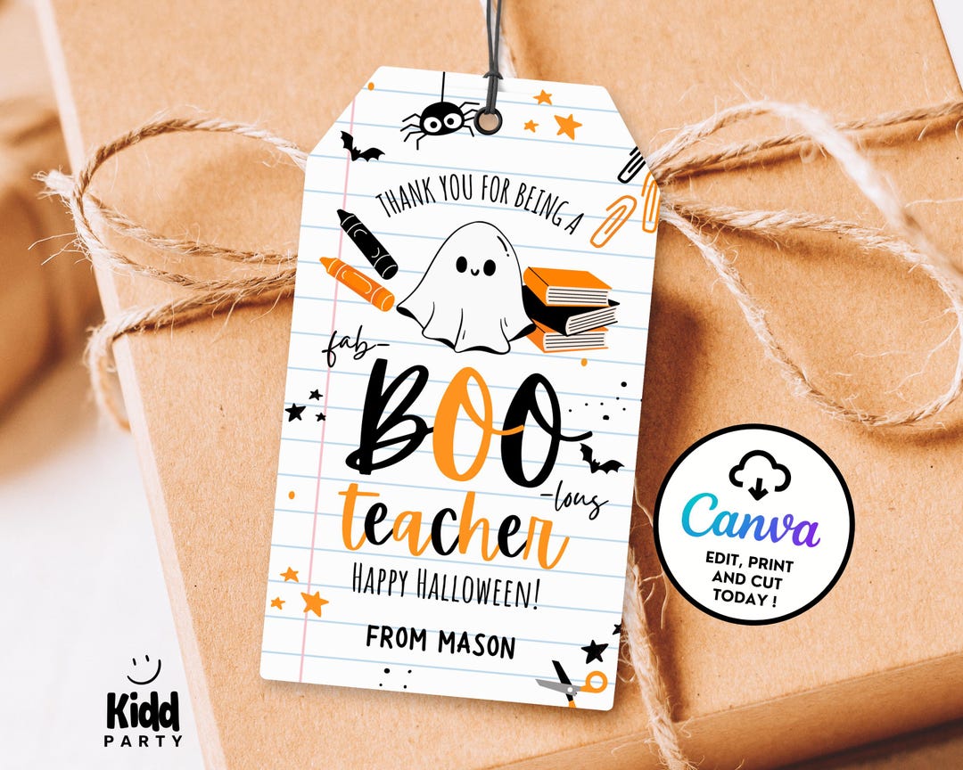 Faboolous Teacher Halloween Gift Tag Template Ghost Teacher ...