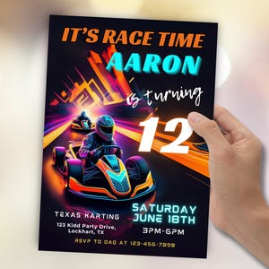 Go Kart Birthday Invitation, Go Kart Party, Karting Birthday Party ...