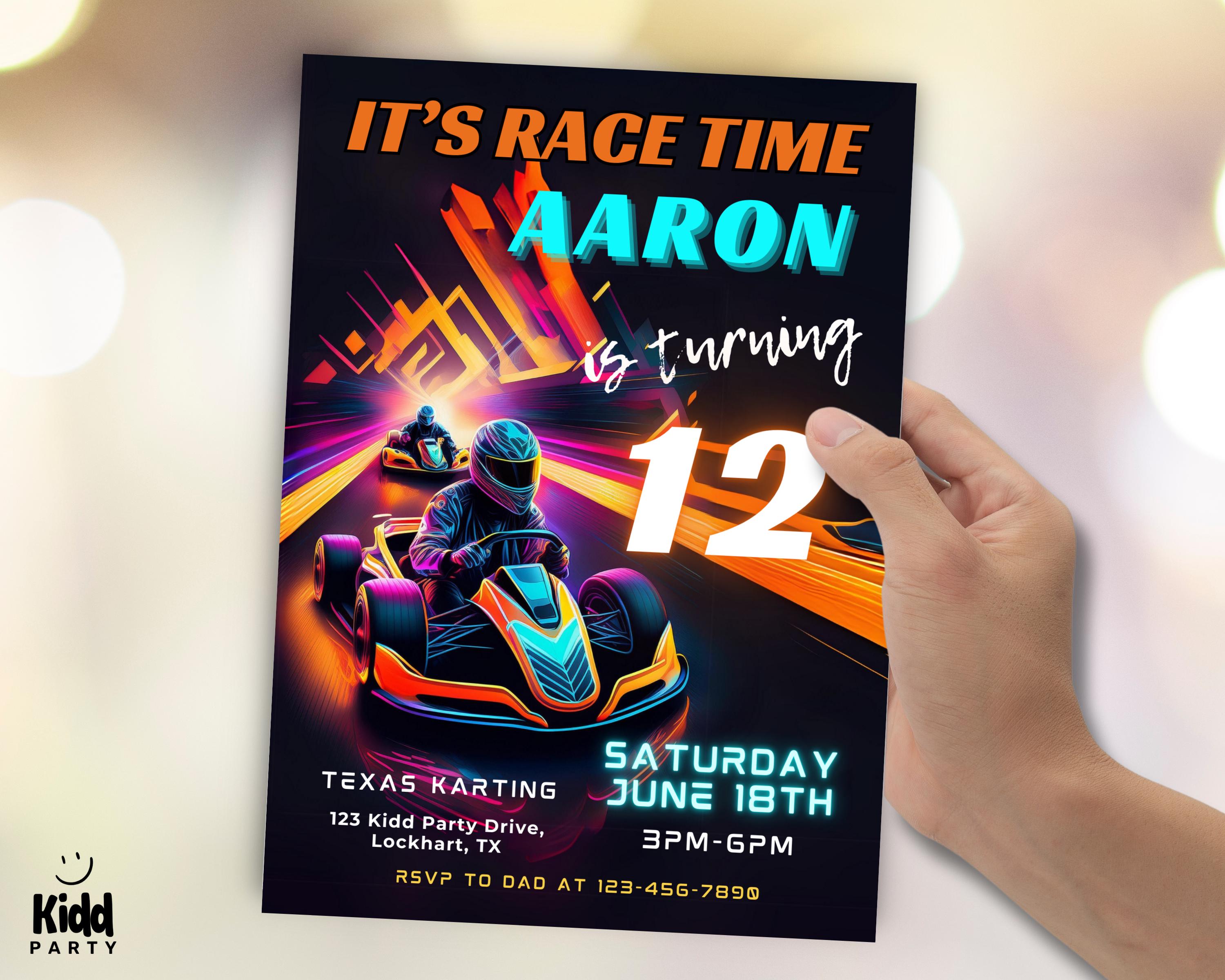 Go Kart Birthday Invitation, Go Kart Party, Karting Birthday Party ...