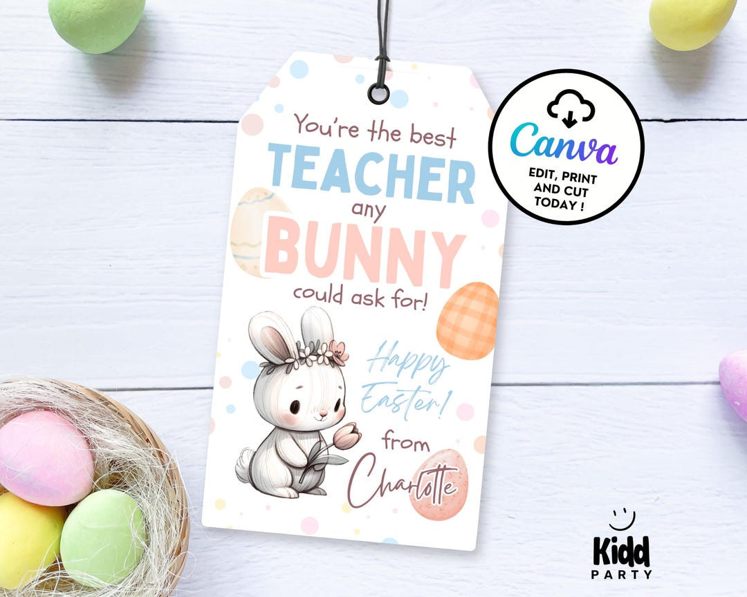 Editable Easter Teacher Gift Tags, You're the Best Teacher Any Bunny ...