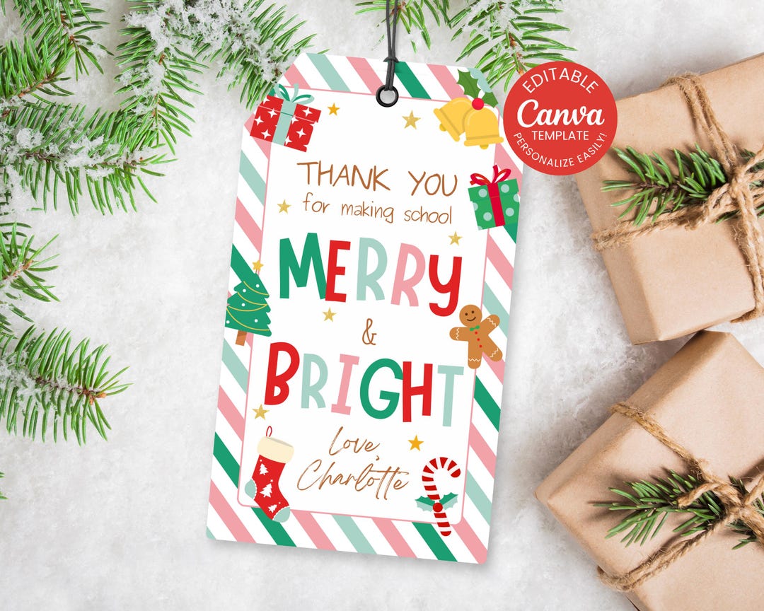 Editable Christmas Gift Tags, Teacher Appreciation, Thank You Label ...