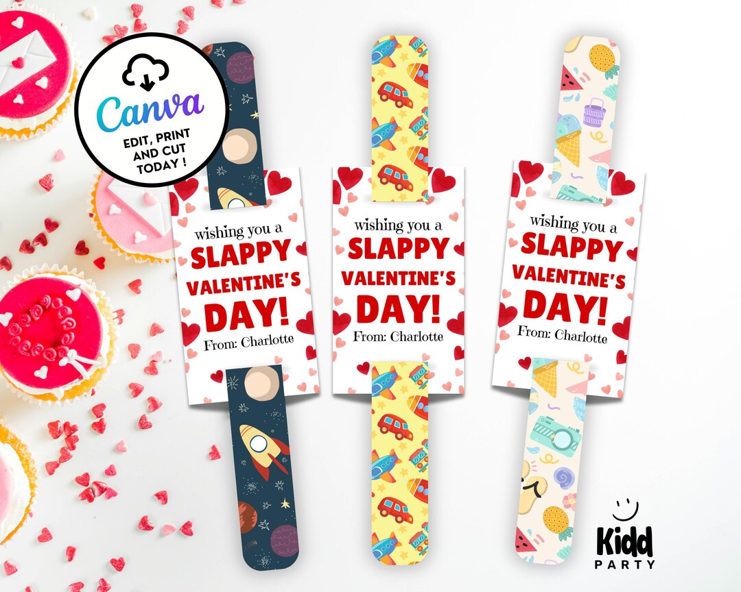 Editable Slap Bracelet Valentine's Day Gift Tag, Slappy Valentine's Day ...