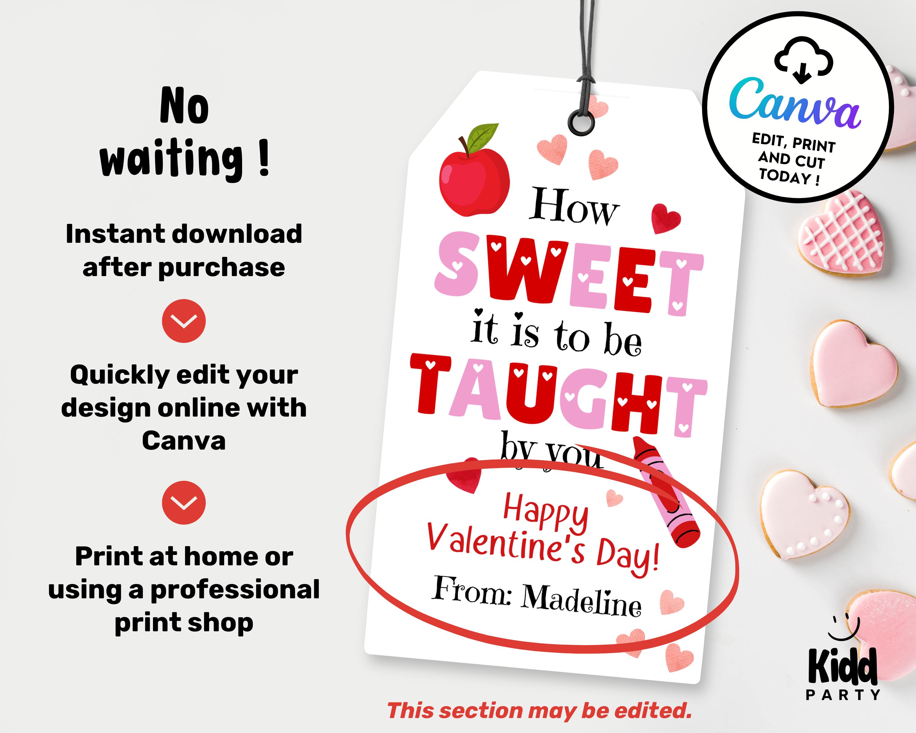 Editable Teacher Valentine Gift Tags, Valentines Day Teacher ...