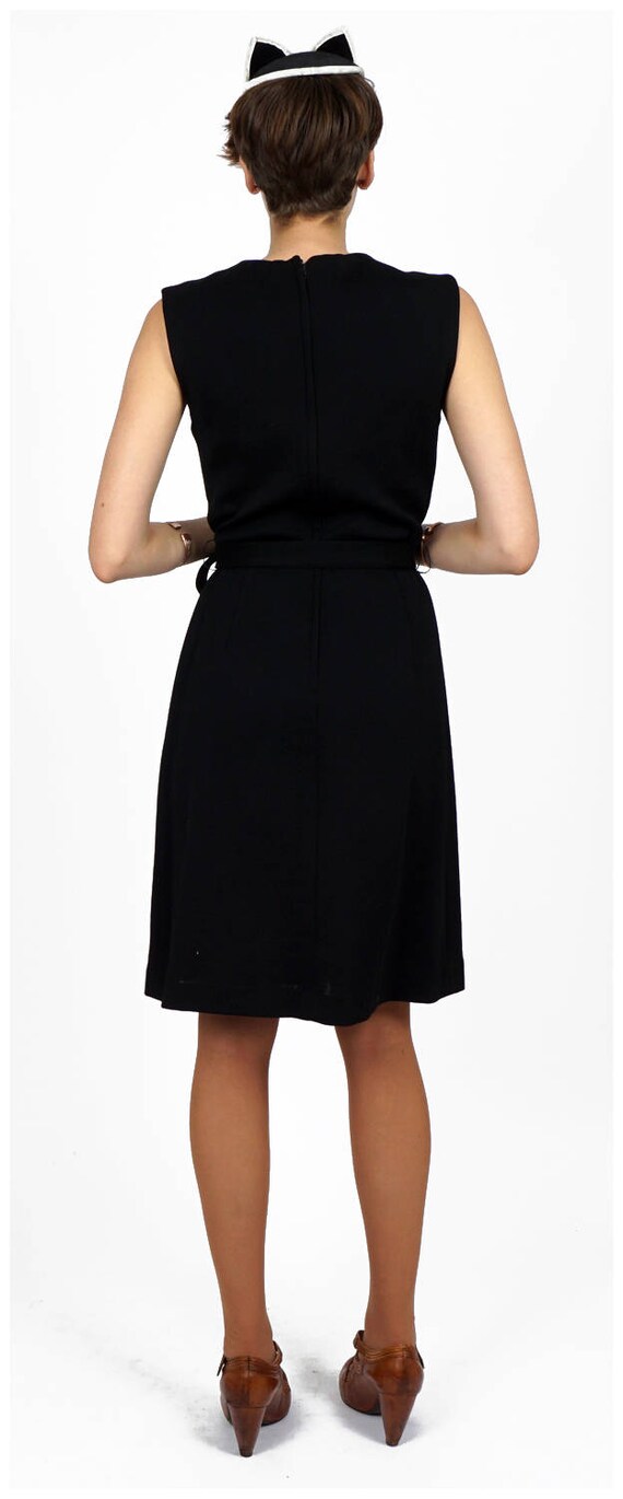 Classic Vintage 1960s Little Black Knit Sheath Dress … - Gem