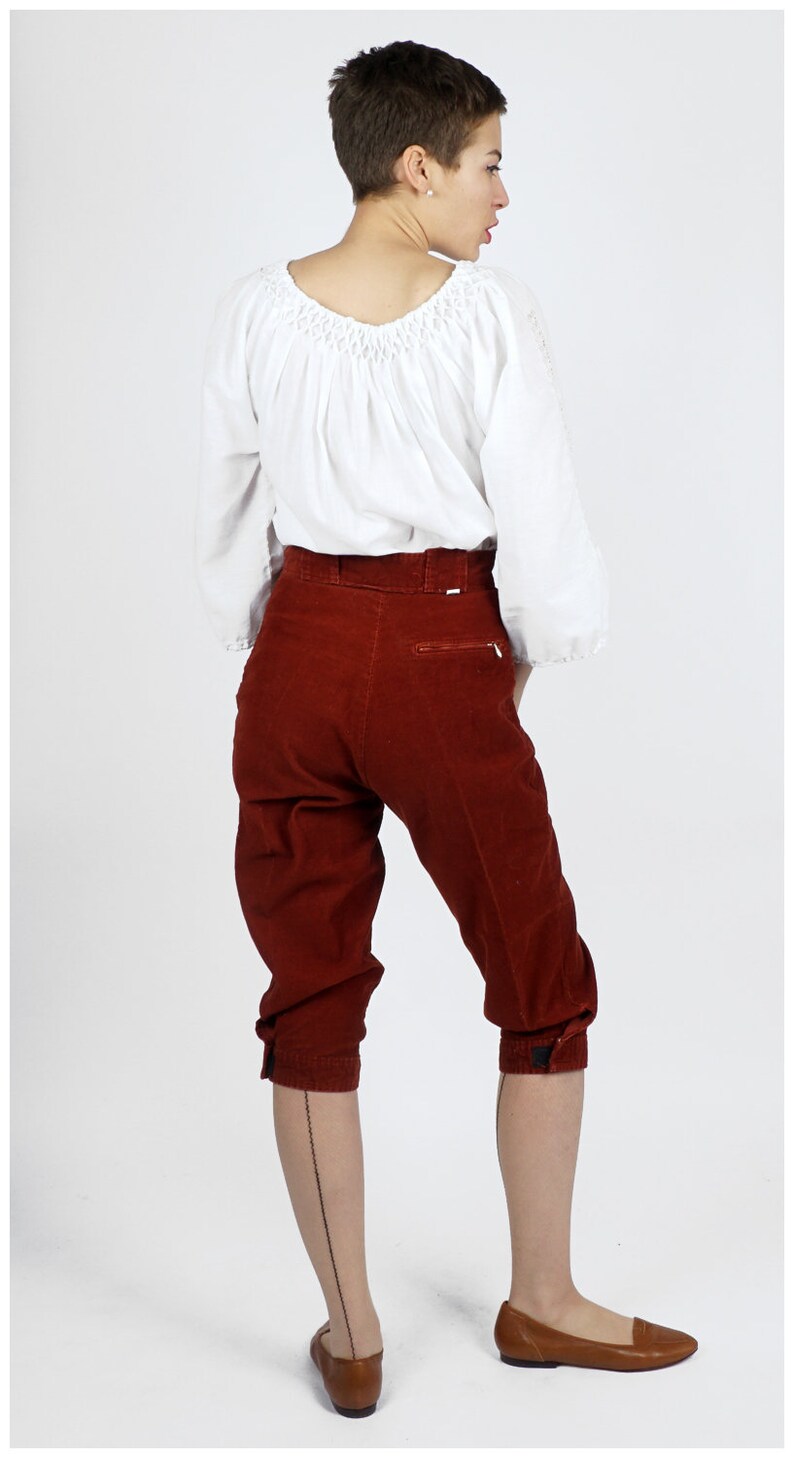 Vintage 1970s Rust Red Corduroy High-waisted Capri Pants by - Etsy