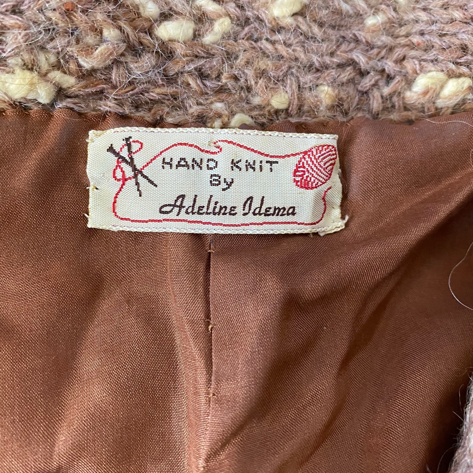 Vintage 1960s Nubby Textured Hand-knit Wool Brown & Cream | Etsy