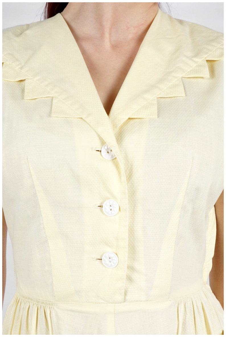 Vintage 40s/50s Pale Yellow Day Dress With Ric Rac Zig Zag Collar and ...