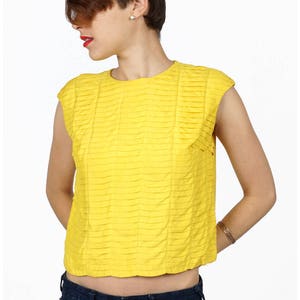 Vintage 1960s Sleeveless Yellow Pleated Silk Top Small - Etsy