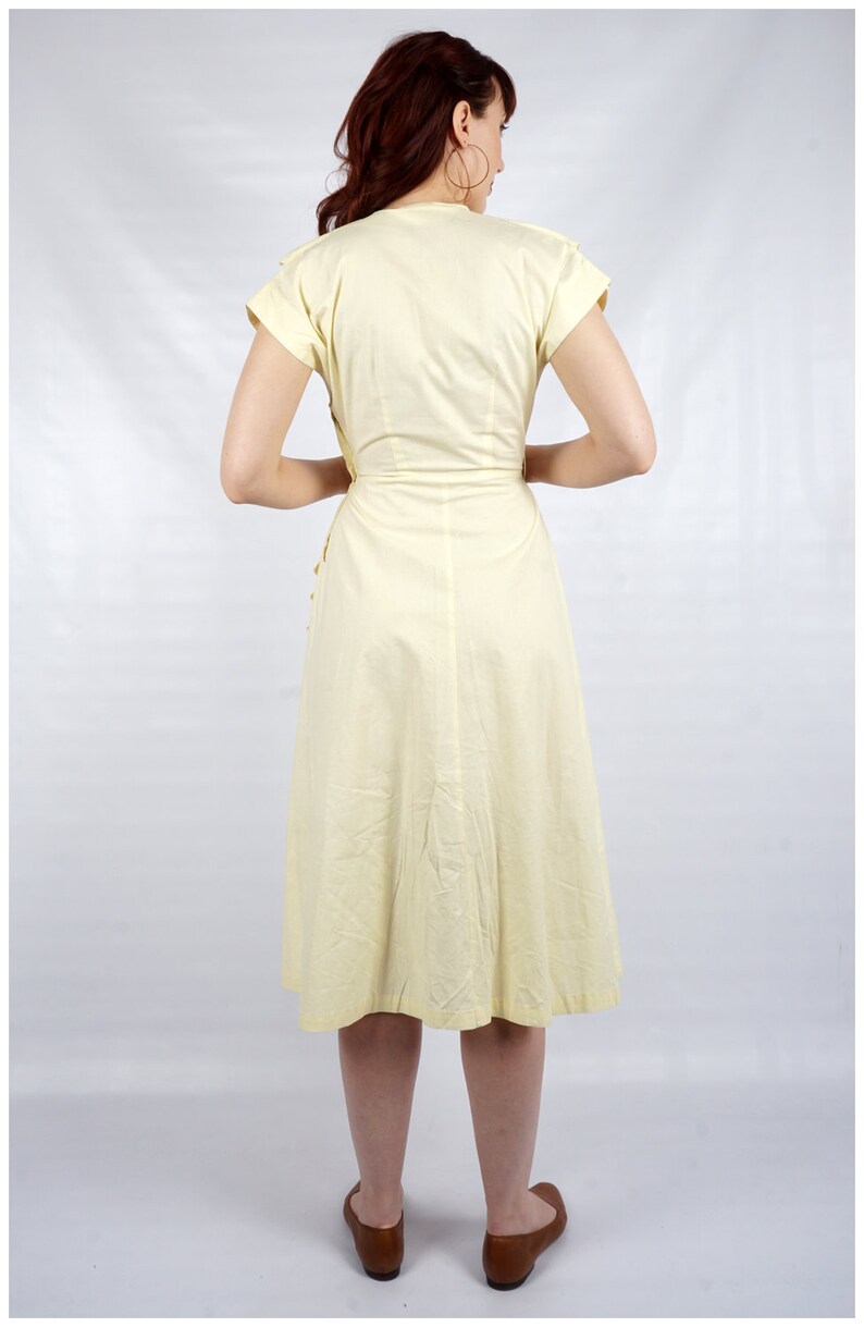 Vintage 40s/50s Pale Yellow Day Dress With Ric Rac Zig Zag Collar and ...