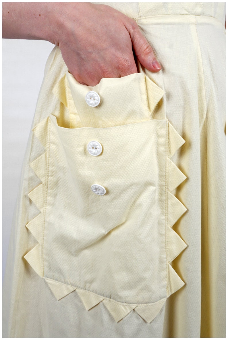 Vintage 40s/50s Pale Yellow Day Dress With Ric Rac Zig Zag Collar and ...