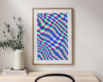 Trippy Psychedelic Colorful Face Profile Minimal Illusion Art - Etsy
