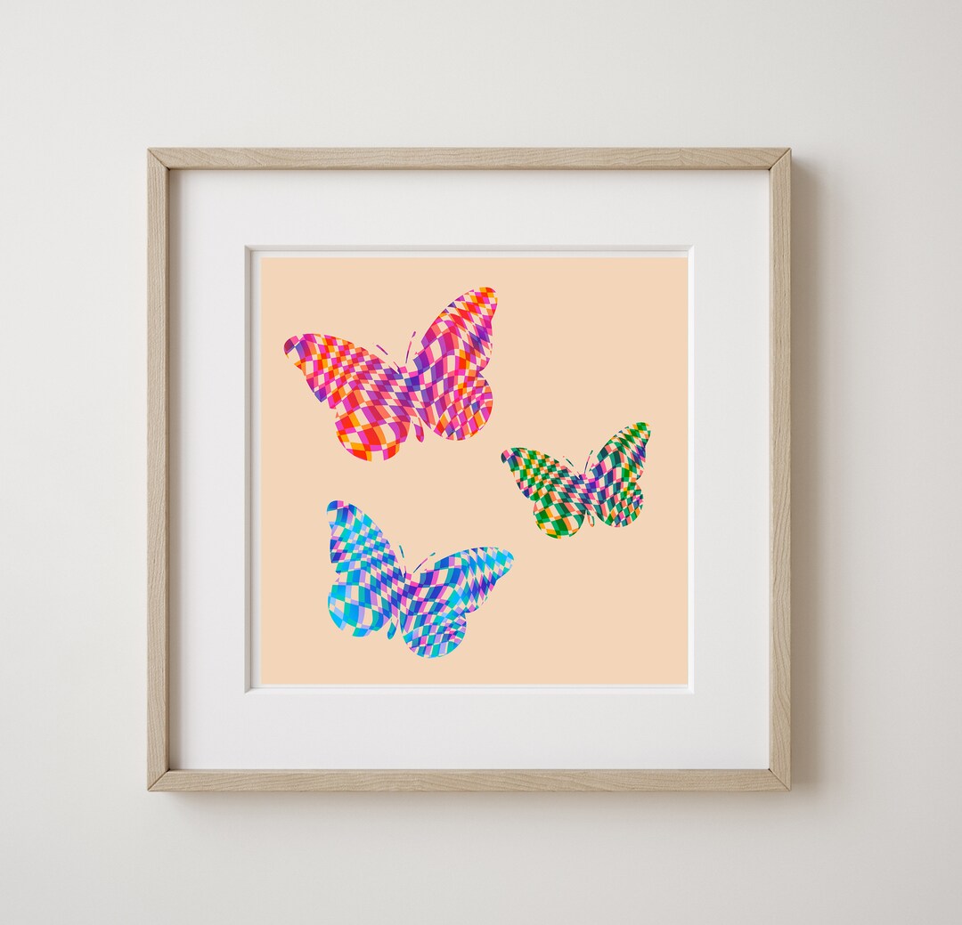 Trippy Psychedelic Butterflies Colorful Illusion Art - Etsy
