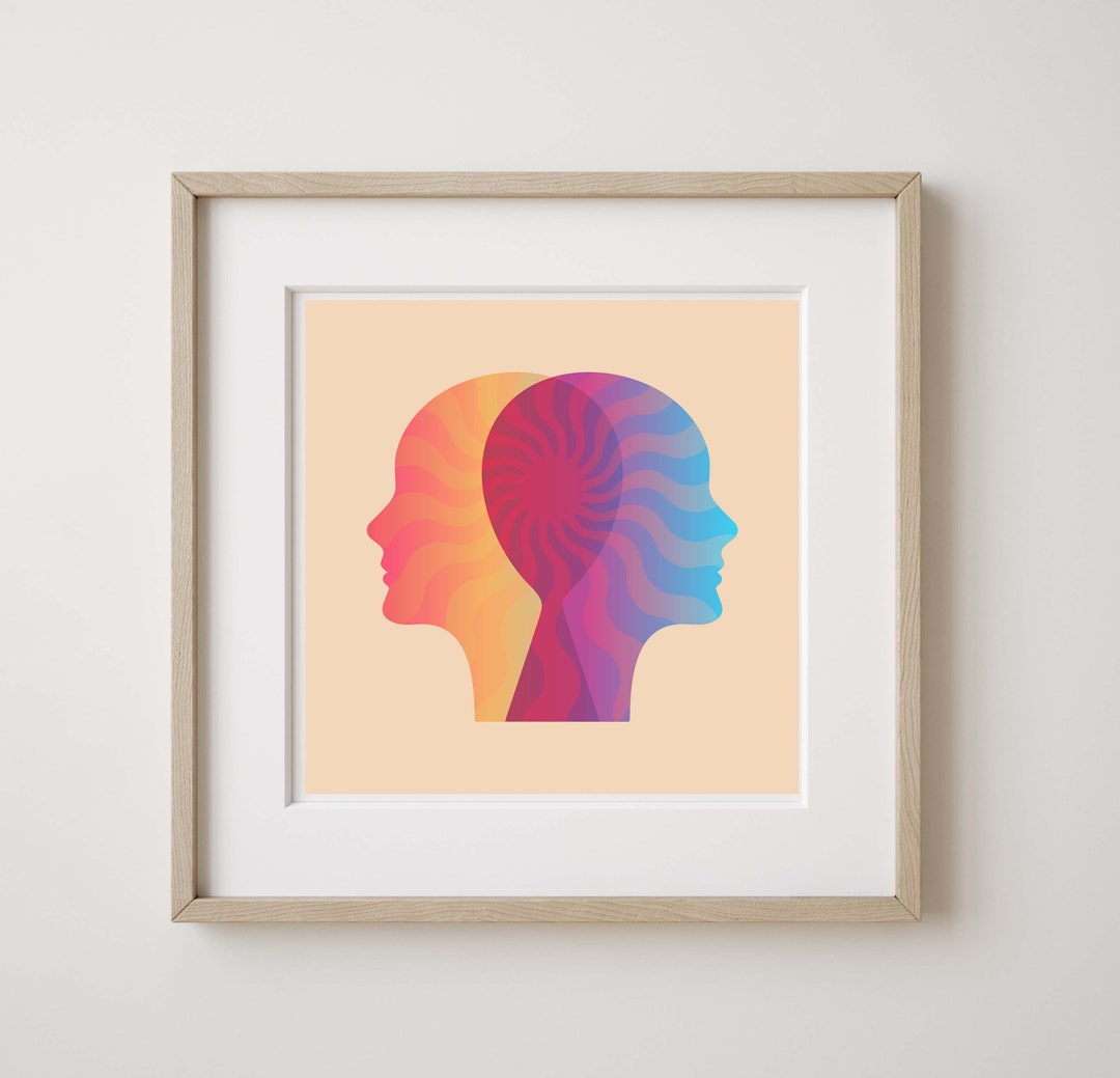 Trippy Psychedelic Colorful Faces Spiritual Profile Minimal Abstract ...