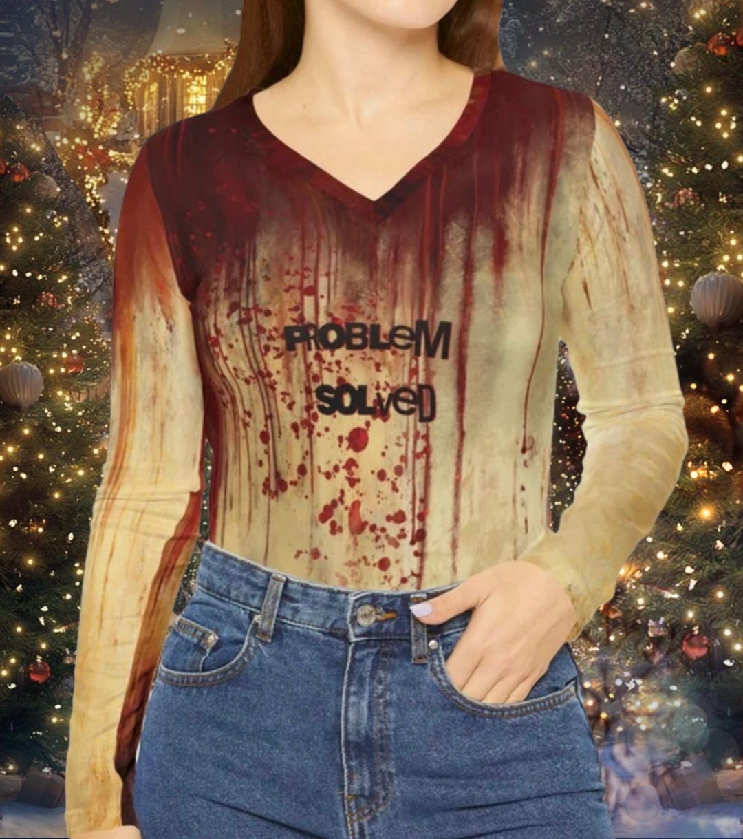 Bloody Halloween T-shirt, Problem Solved, Realistic Blood Drip Tee ...