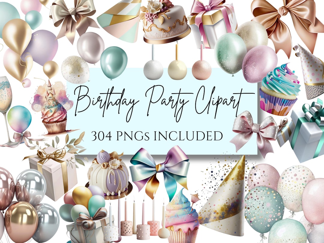 Birthday Part Clipart | 304 Individual Pngs | Goodnotes Sticker Sheets ...