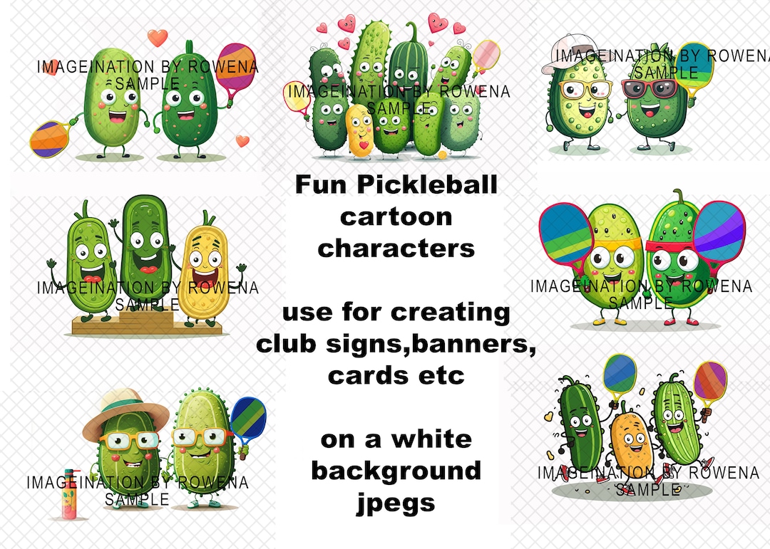 Fun Pickleball Cartoon Characters for Pickleball Groups and Clubs Use ...