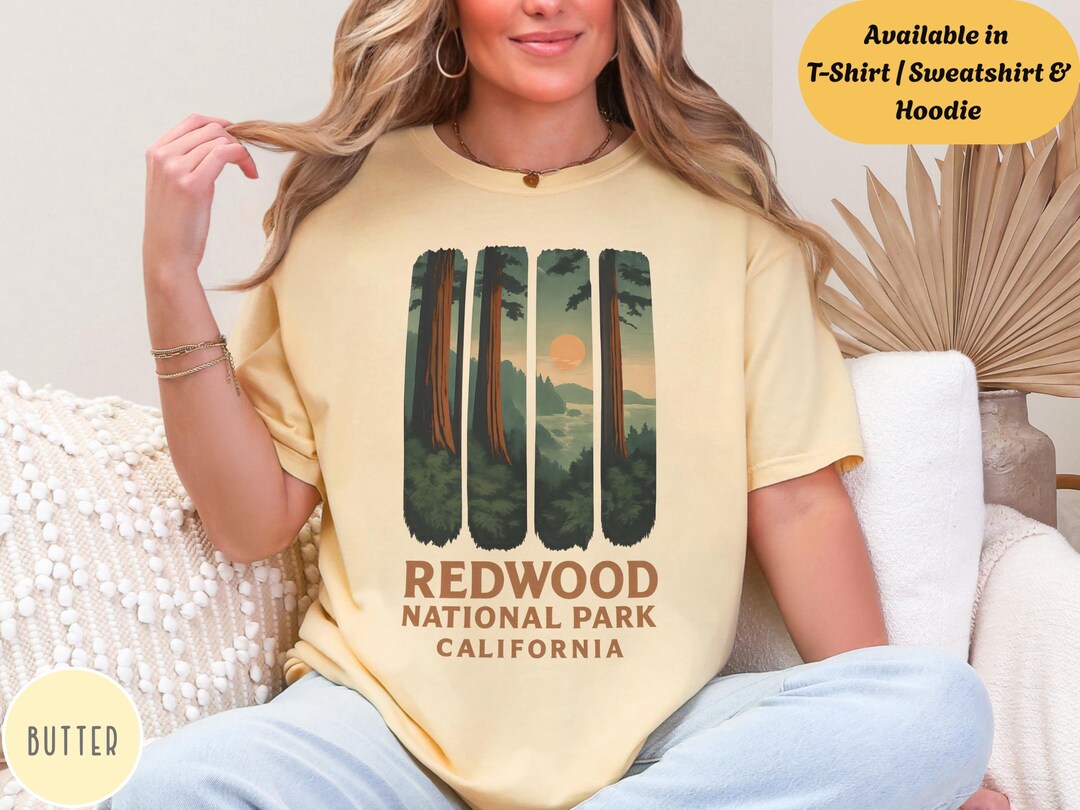 Brushstroke Style Redwood National Park Shirt, California Forest Tree ...