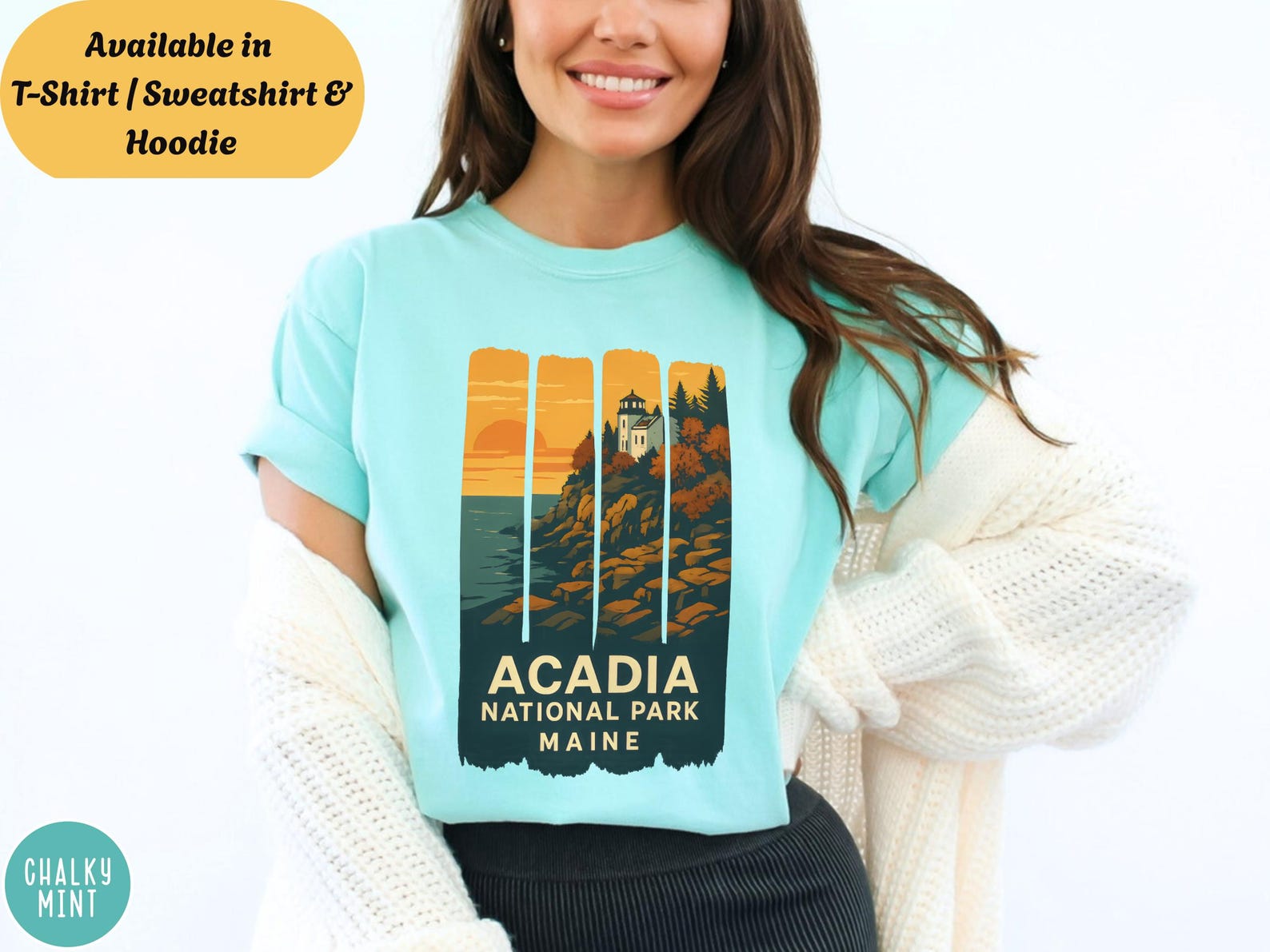 Comfort Color Acadia National Park Shirt, Maine Lighthouse Tee, Ocean ...
