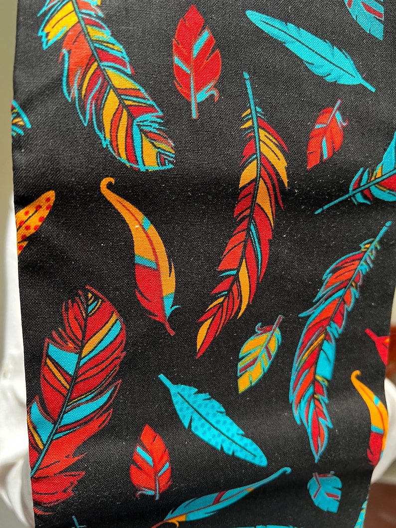Multi Feathers on Black Background, David Textiles 100% Cotton ...