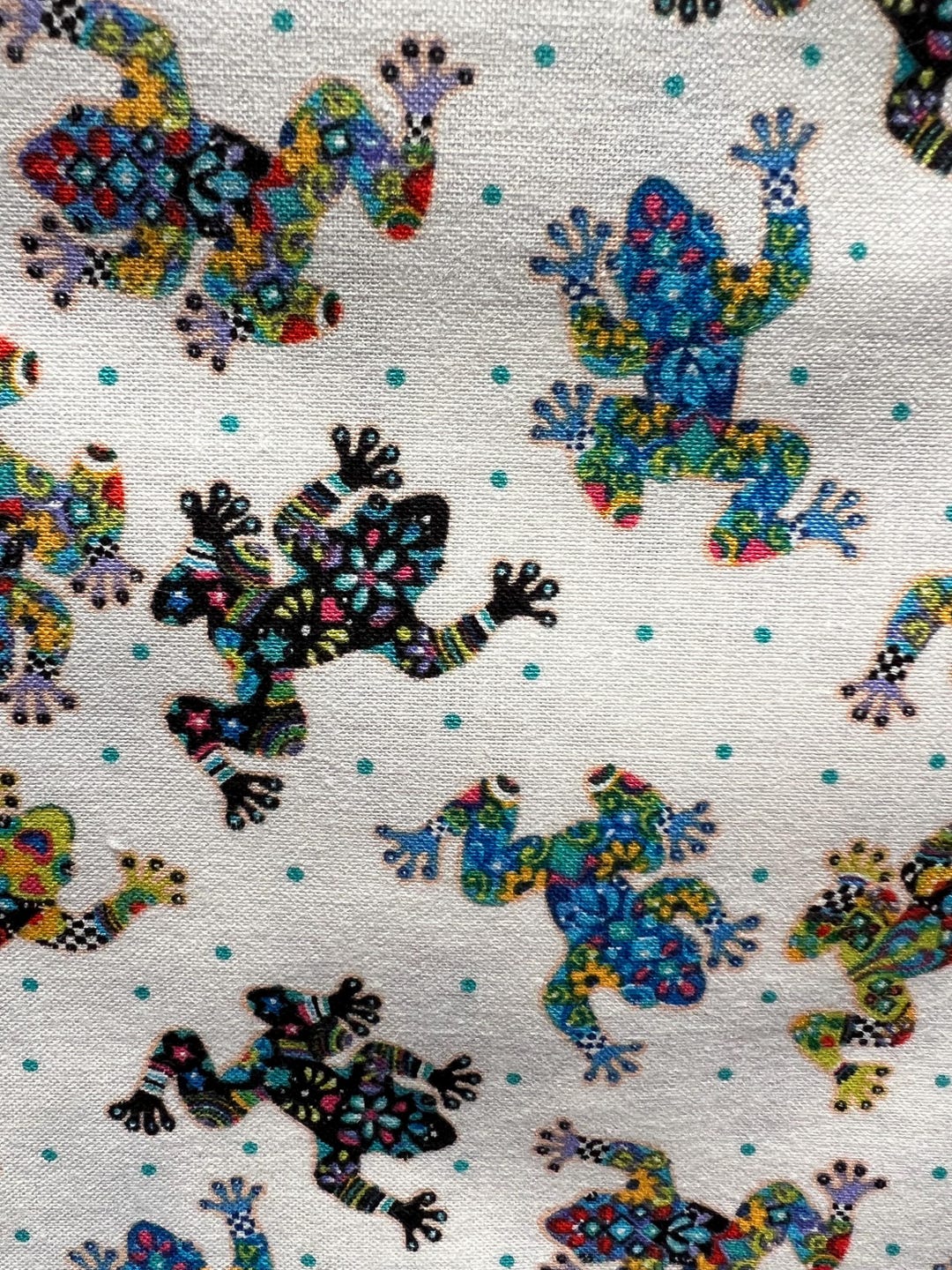 Blue/black Frogs on White Background, Jonna James for Blank Quilting ...