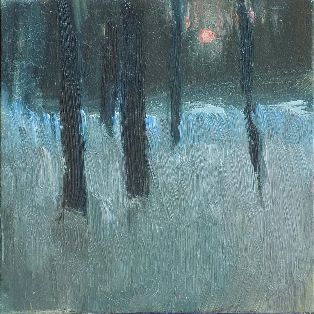 Forest Painting Small Format Art Sunset - Original Oil Bookshelf Decor ...