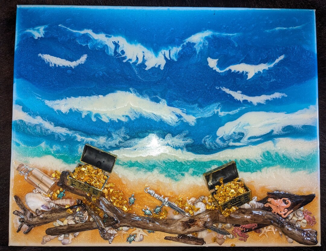 Nautical Resin Art With Pirate Shipwreck and Gold Accents treasure of ...