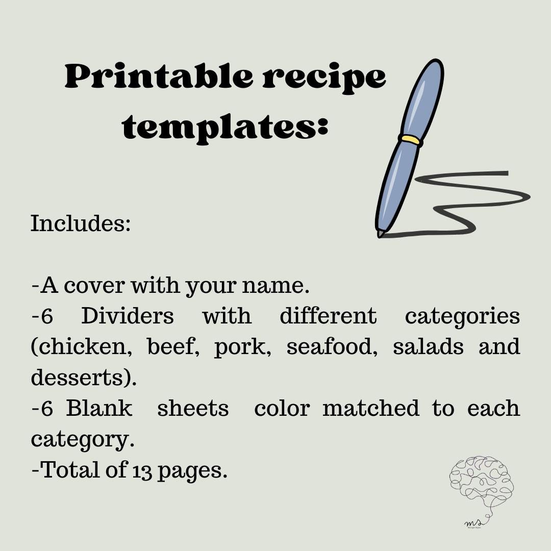 Customizable Recipe Template Printable Organize Your Favorite Recipes ...