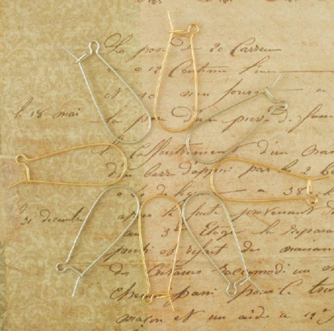 Kidney Ear Wire Hook Exquisite Gold Silver Plated Bronze Gunmetal 25 ...