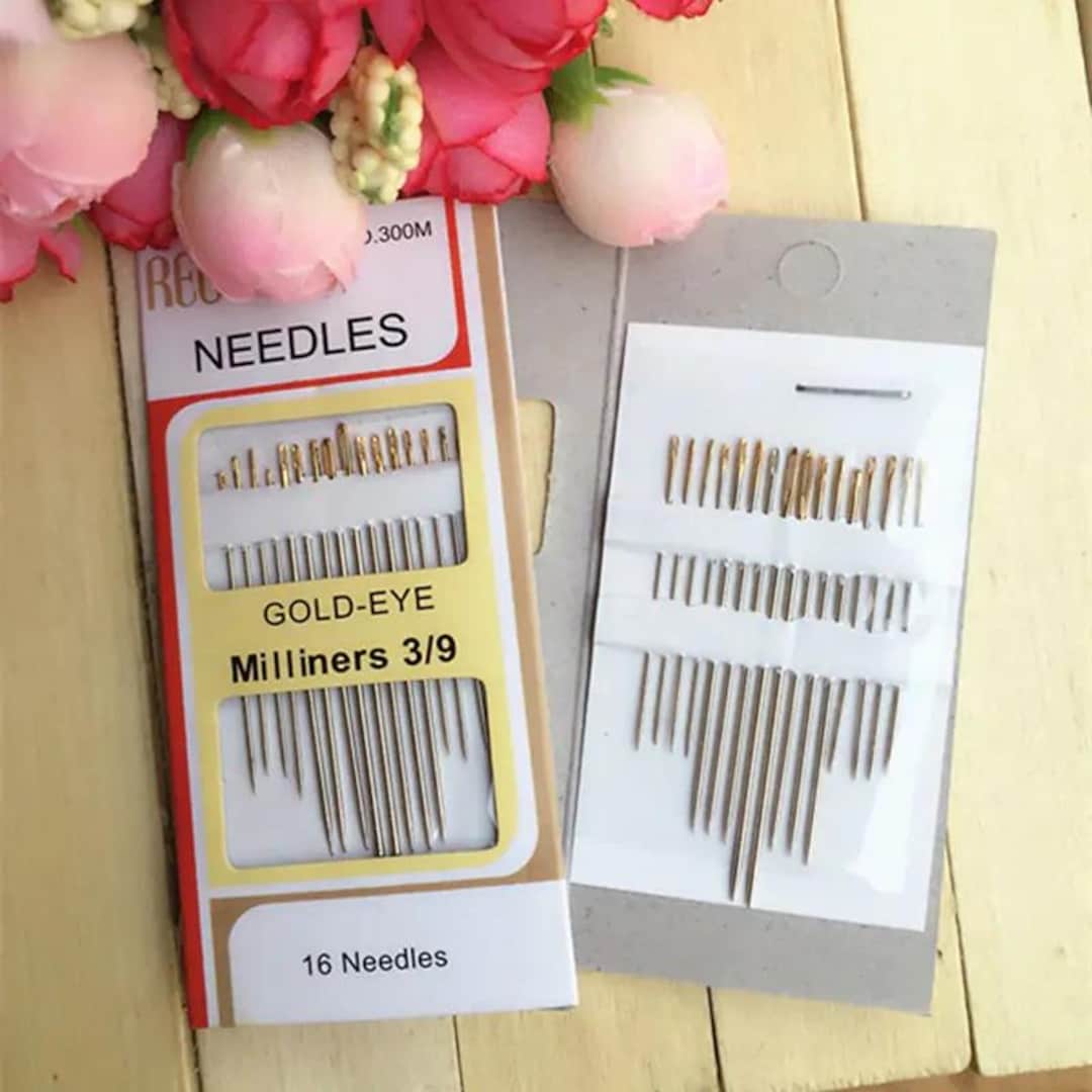 Milliners Hand Straw Needles Gold Eye Stainless Steel Size 3/9 Set of ...