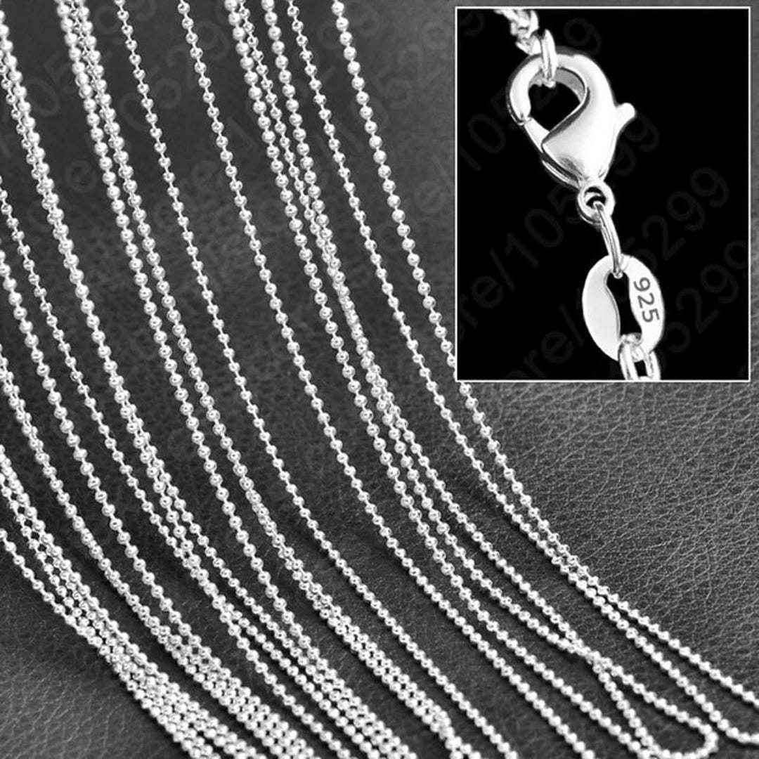 Sterling 925 Silver Stamped Plated BALL CHAIN Necklace Clasp Dainty ...