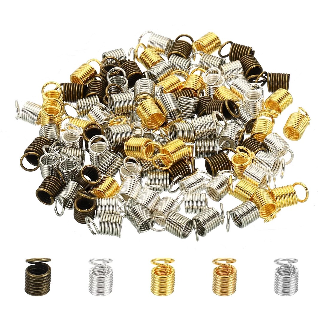 Coil Crimp End Cord Connectors Gold Silver Plated or Dull Silver 4x8mm ...