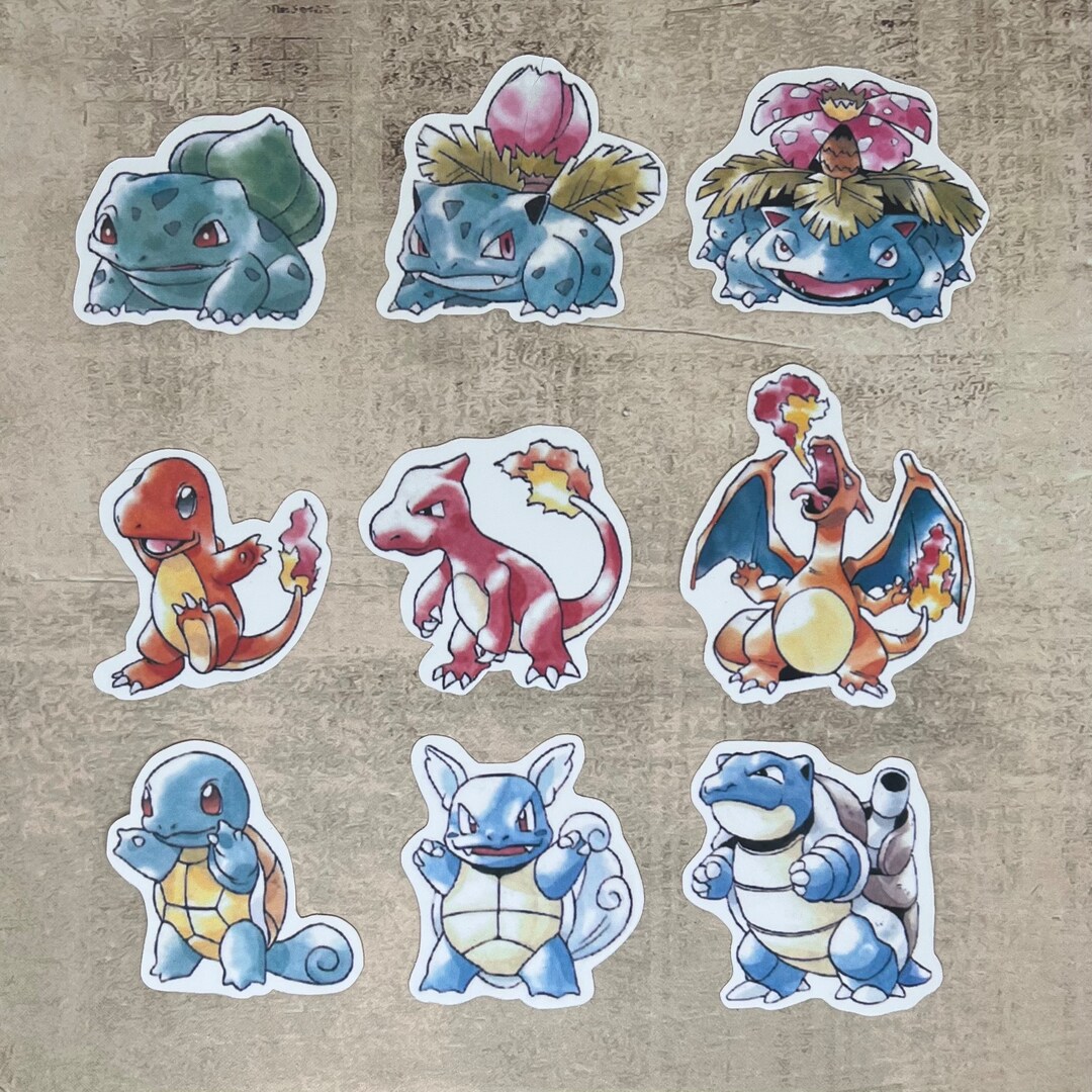Pokemon Kanto Gen 1 Starter Stickers Set Bulbasaur Ivysaur Venusaur ...