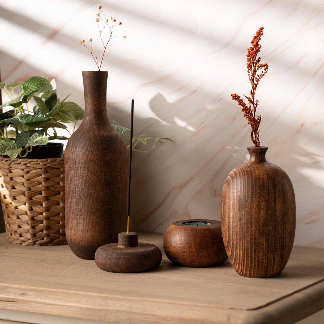 Minimalist Vase Sets - Flower Vase - New Home Gift - Handmade Wooden ...
