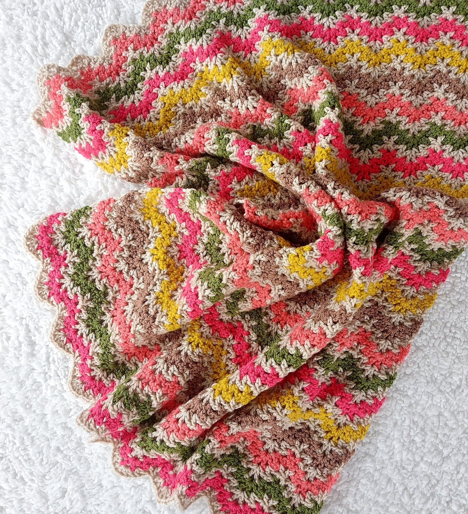 Crochet Ripple Baby Blanket Pattern - Lacy V Stitch Blanket PDF - Etsy